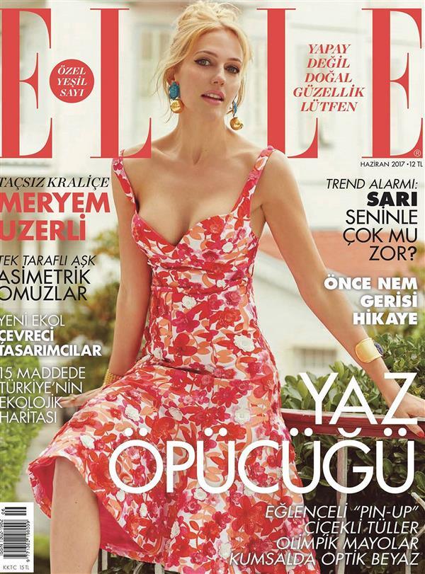 Model Showcasing Blue Swimsuit with Side Detail for ELLE Turkey| Moeva