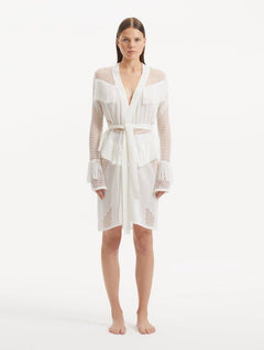 Halin White Swimsuit - One-Shoulder Design, Gold Sculpted Accessory ...
